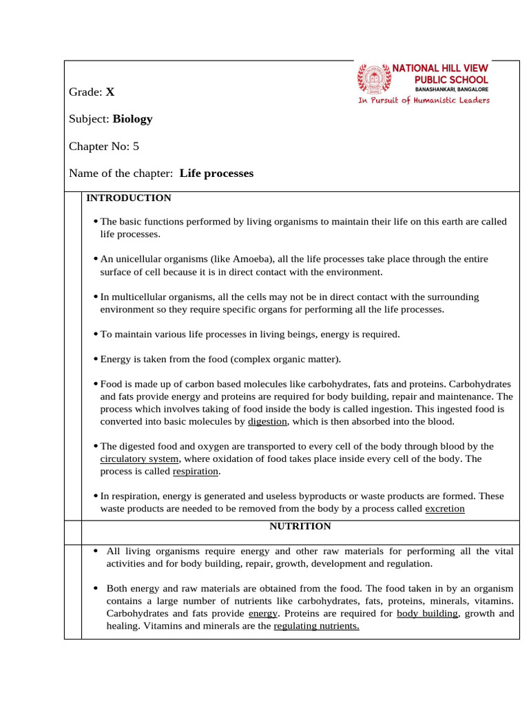 Life Processes in Biology: Nutrition & Photosynthesis | PDF | Stoma ...