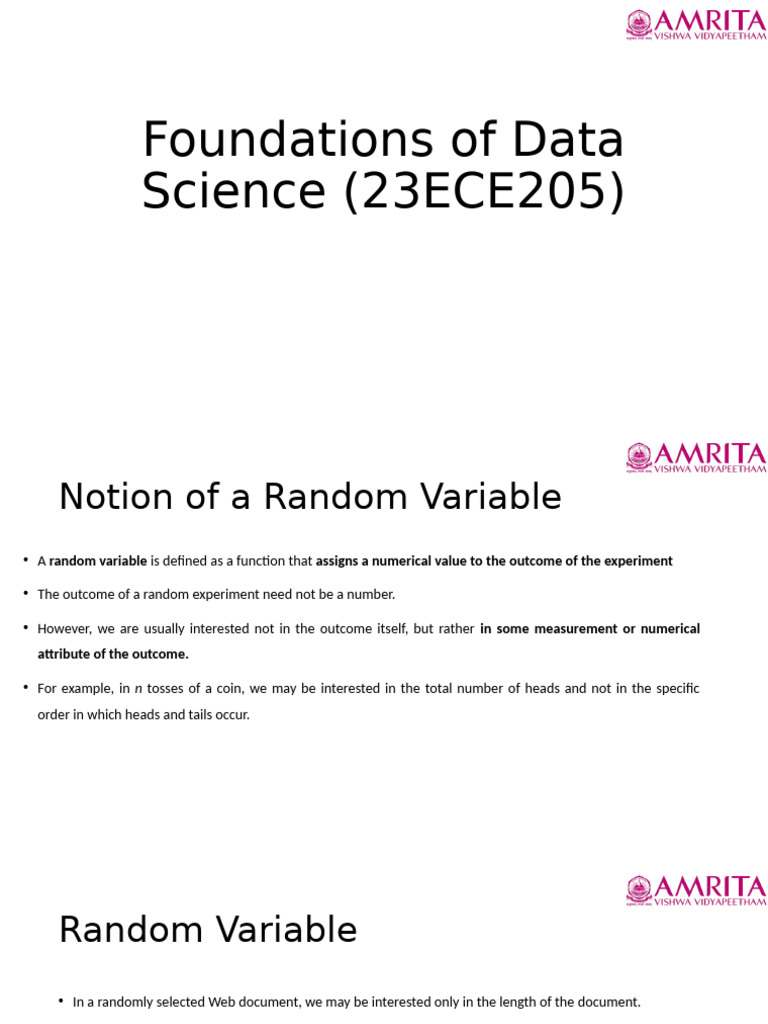 Lec 5 Random Variable | PDF | Probability Distribution | Random Variable