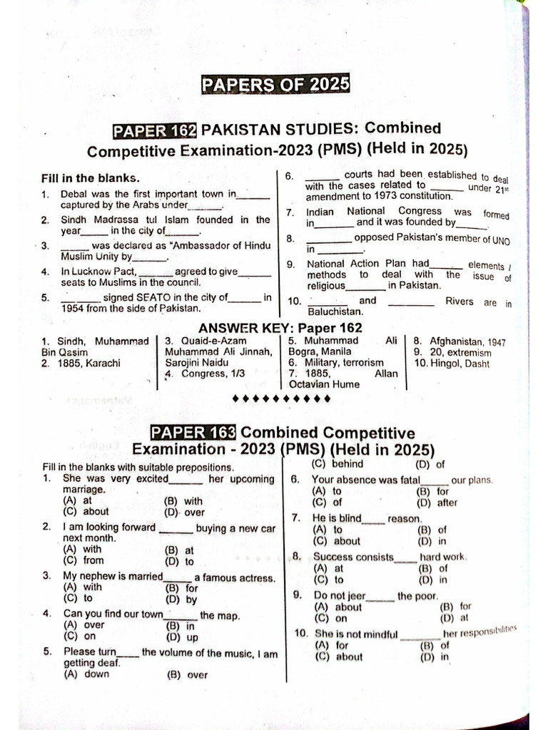 105 Edition PPSC Pastpapers 2025 | PDF