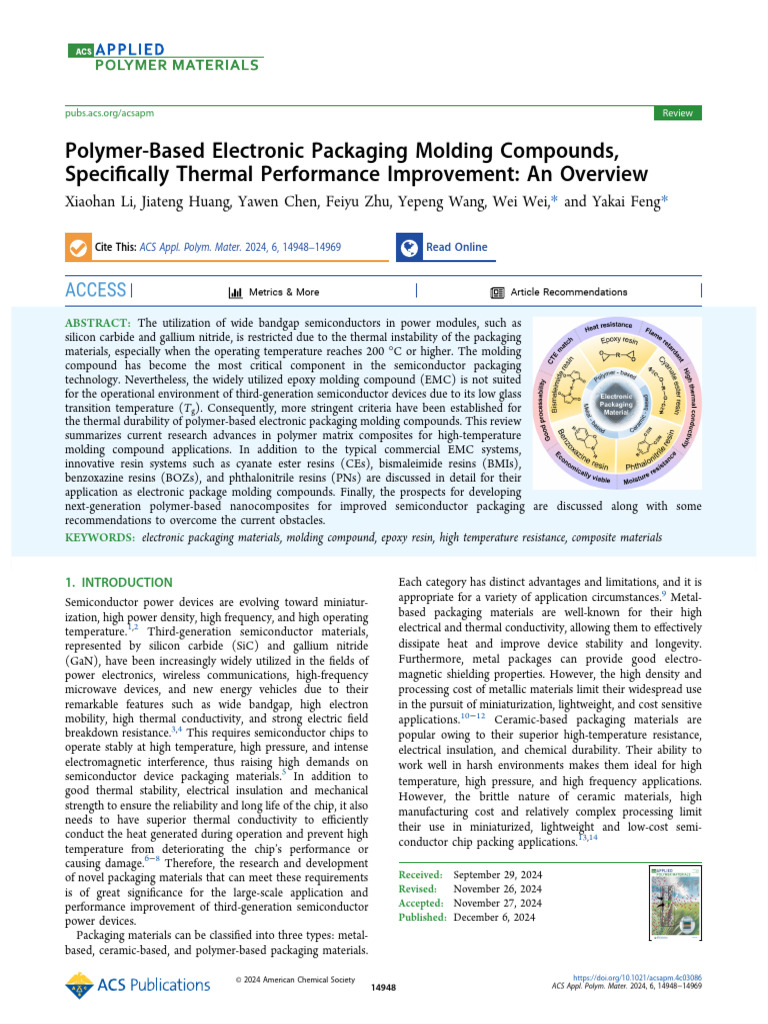 Polymer-Based Electronic Packaging Molding Compounds, Specifically ...
