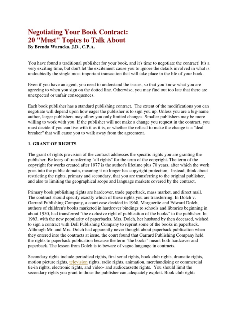 Negotiating Your Book Contract | PDF | Chapter 11 | Arbitration