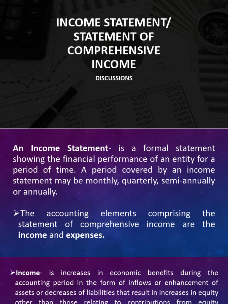 Income Statement Statement of Comprehensive Income | PDF | Cost Of ...
