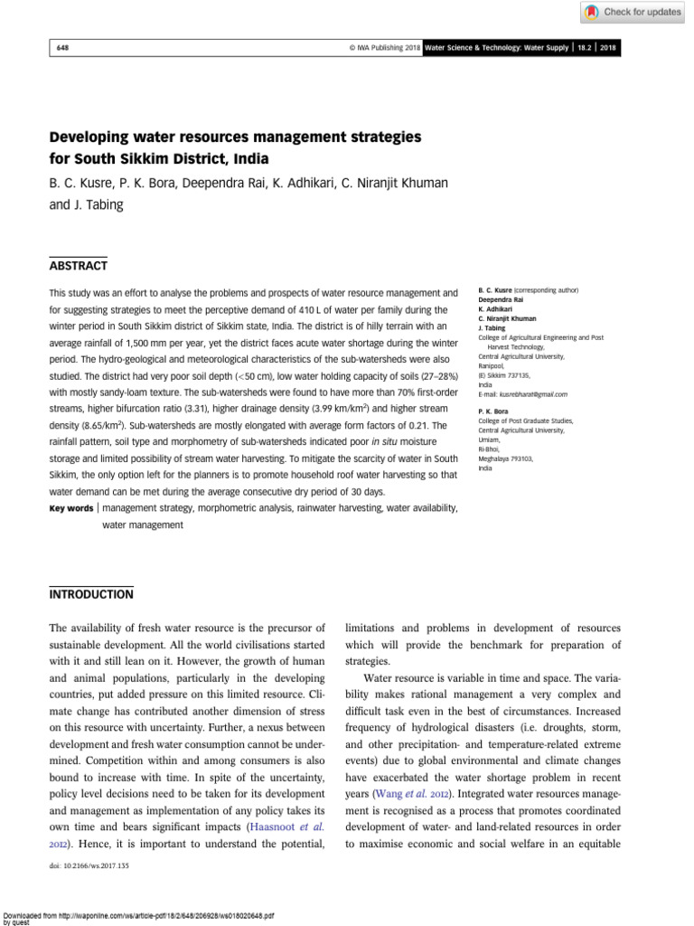 Developing Water Resources Management Strategies For South 4s3c45m9ux ...