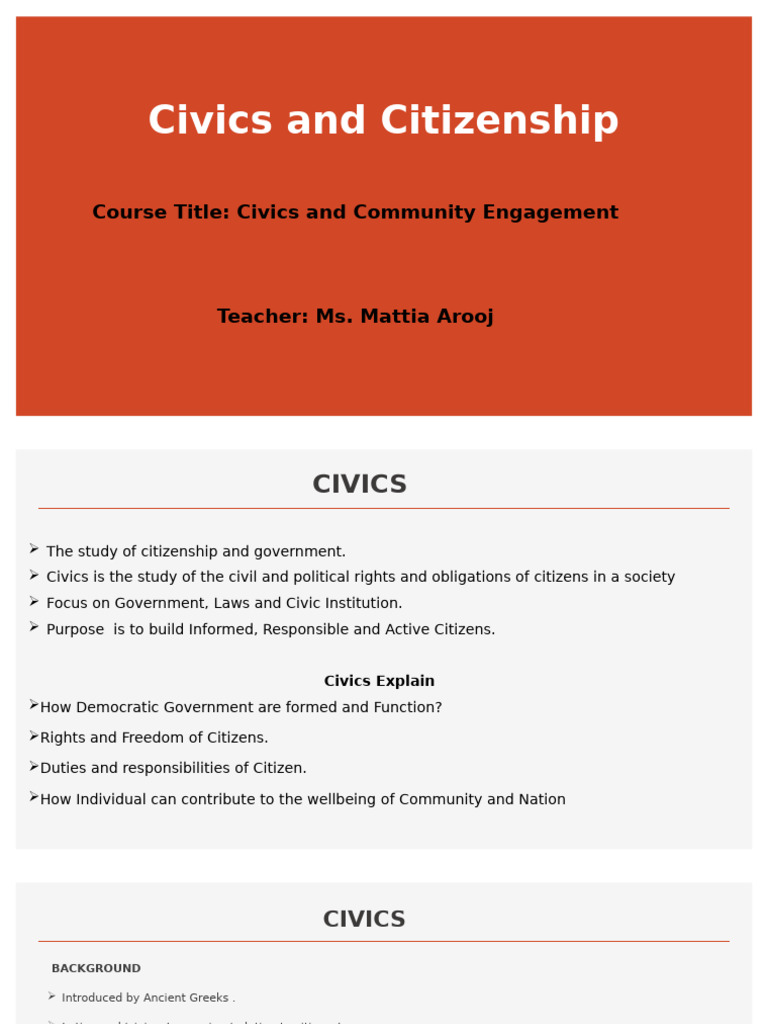 Civics Lec 1 | PDF | Citizenship | Civics