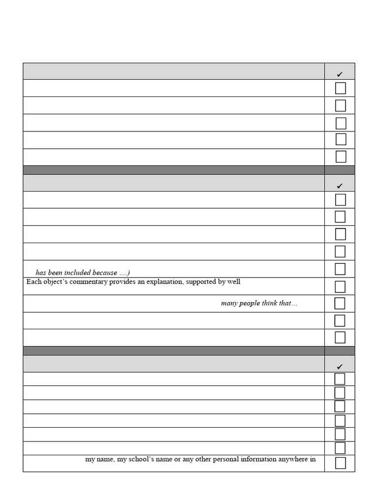 TOK Exhibition - Checklist | PDF