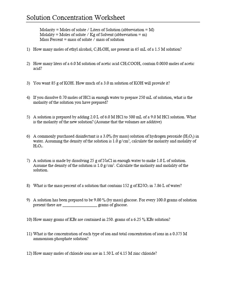 Solution Concentration | PDF
