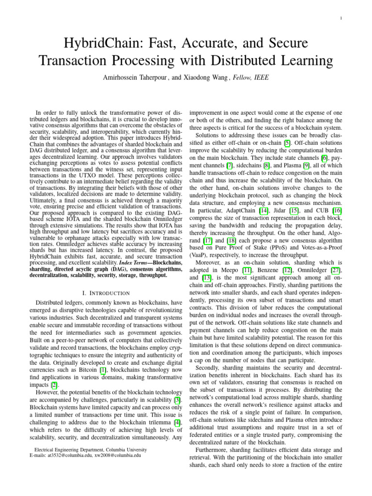 Hybridchain: Fast, Accurate, and Secure Transaction Processing With Distributed Learning | PDF ...