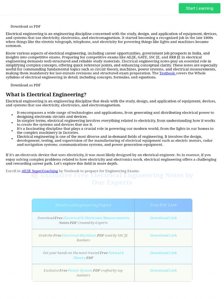 Electrical Engineering Notes, Download Study Material Notes PDF For AE ...