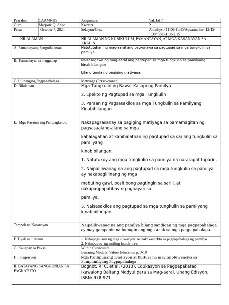 DLP Val. Ed Q2 | PDF