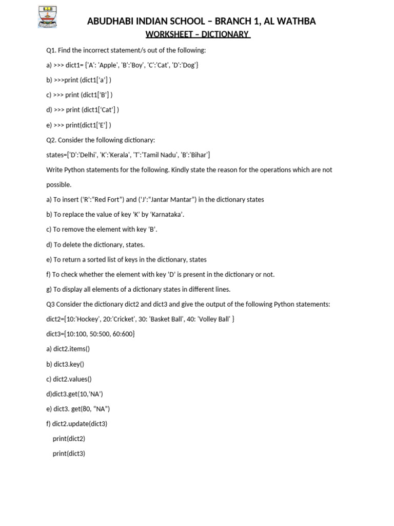 Worksheet On Dictionary | PDF