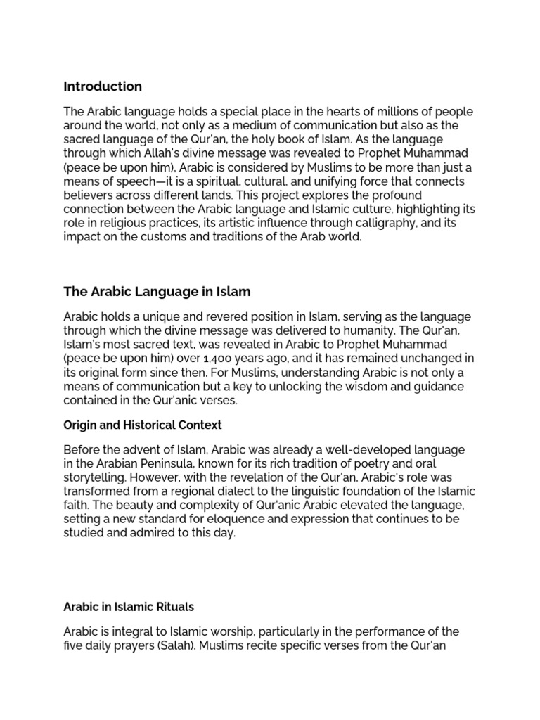 The Arabic Language and Culture - An Islamic Perspective | PDF | Quran ...