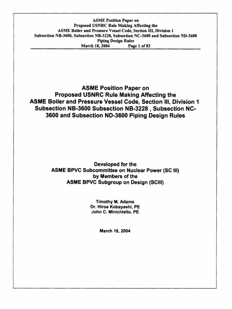 ASME Position on USNRC Rule Changes | PDF | Fatigue (Material ...