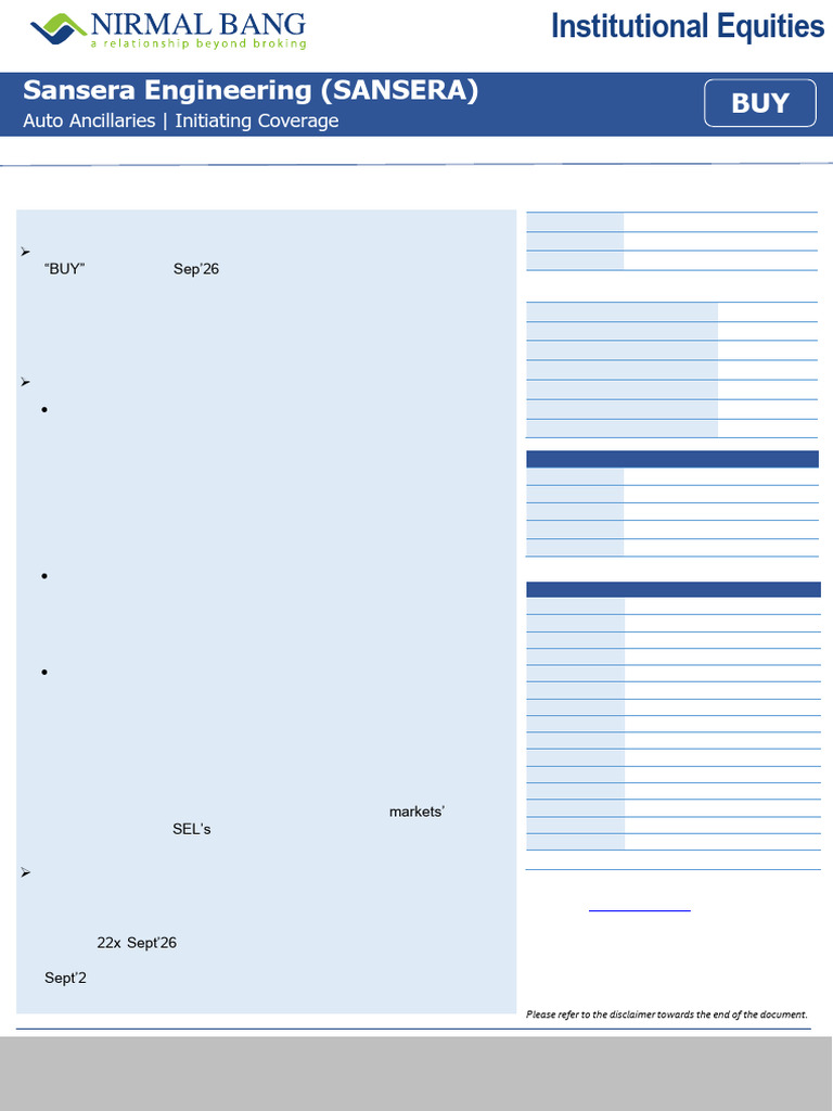 Sansera Engineering LTD - Initiating Coverage - 22 July 2024 | PDF ...