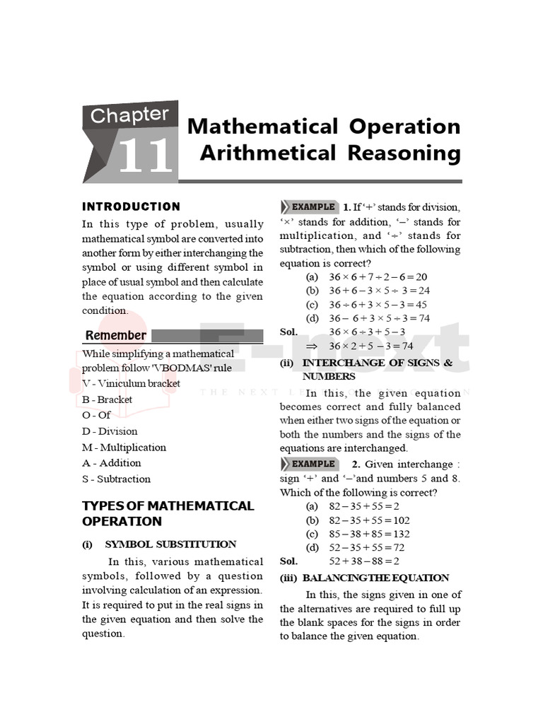 11 Mathematical Operation Arithmetical Reasoning (E-Next - In) | PDF ...