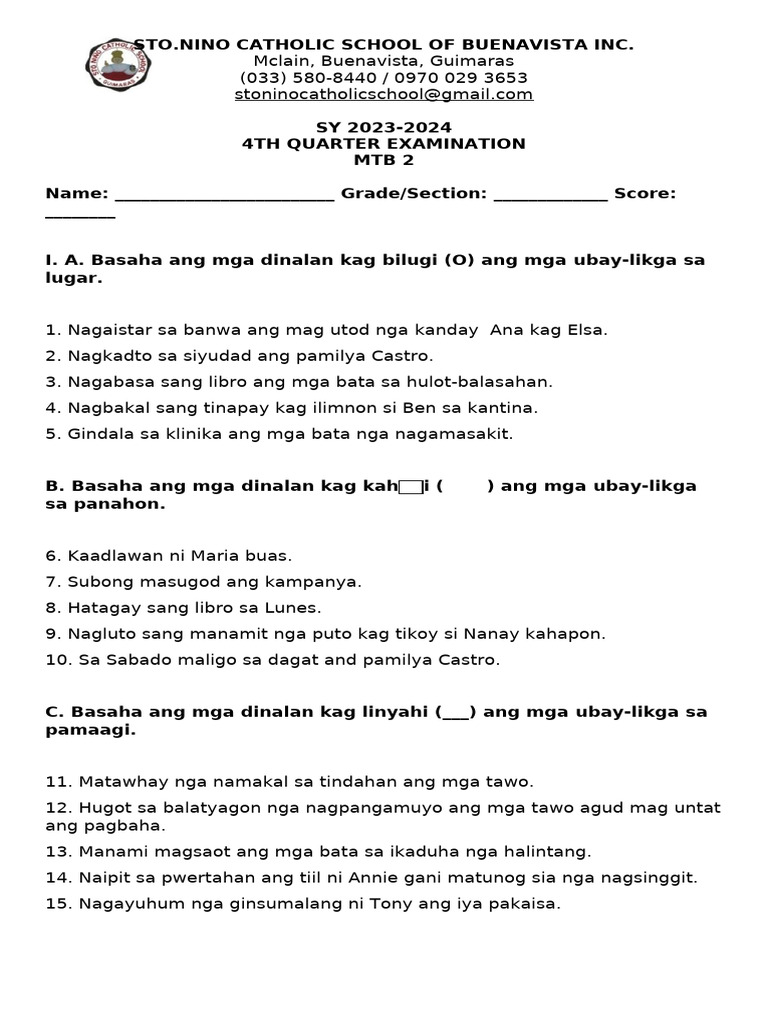 Gene - MTB 2 - Exam | PDF