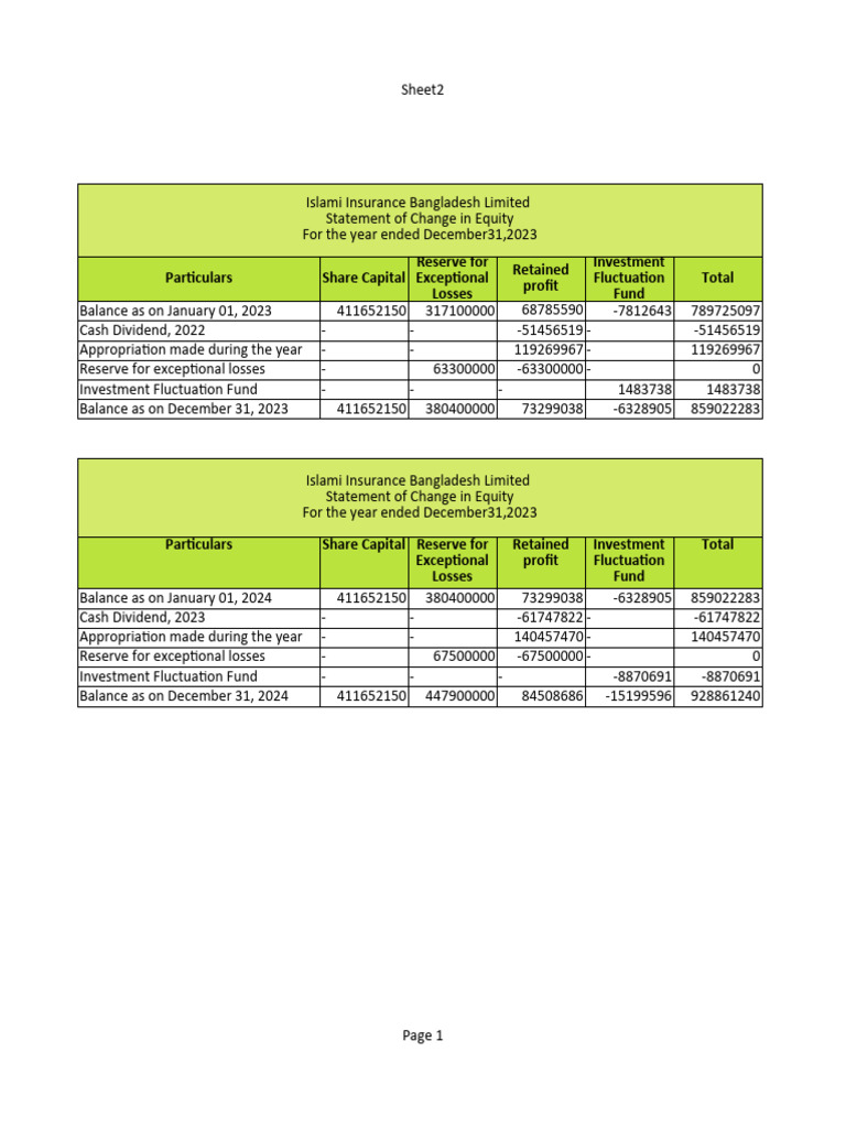 Change in Equity | PDF