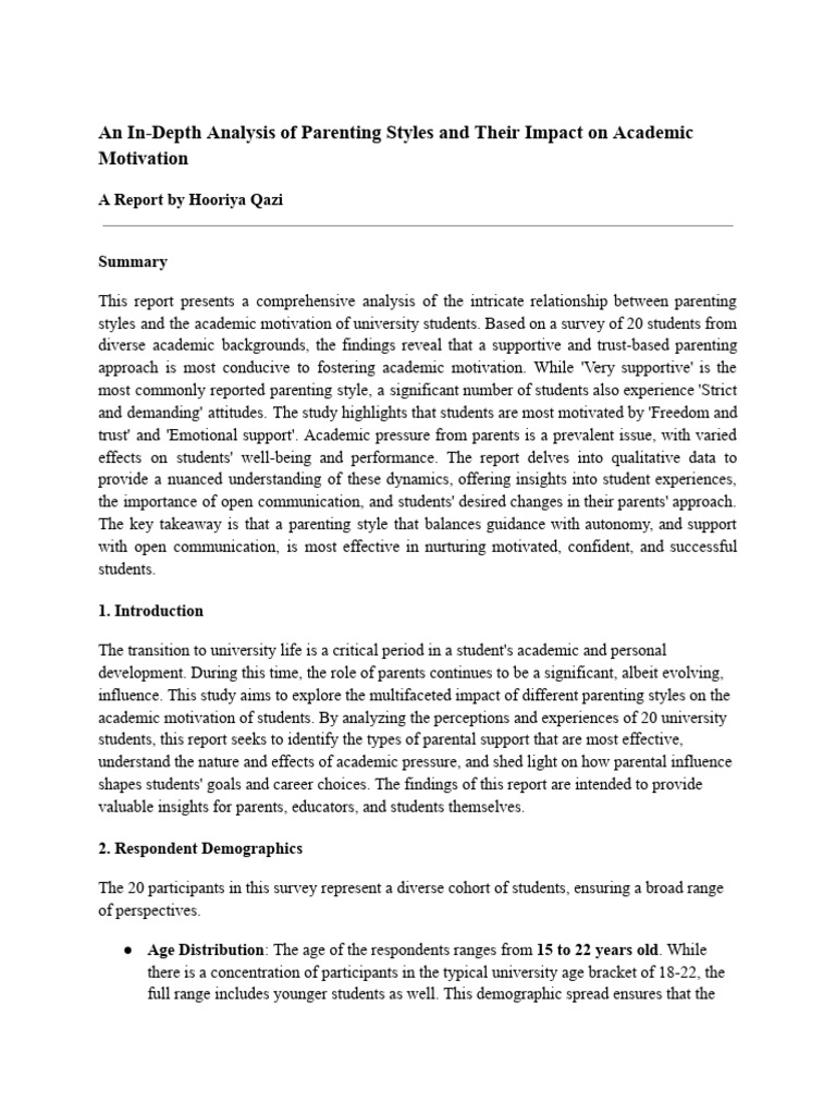 An In-Depth Analysis of Parenting Styles and Their Impact On Academic ...