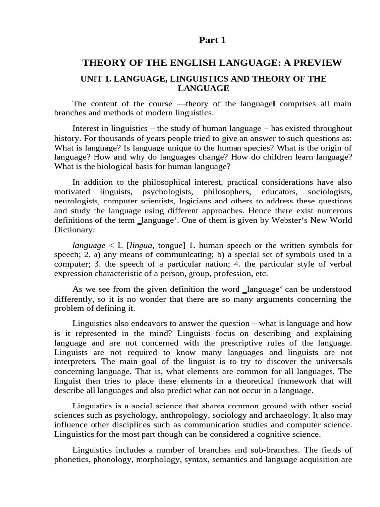 Overview of Linguistics and Language Theory | PDF | Linguistics | Human ...