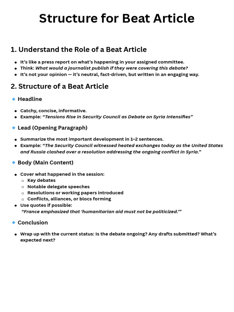 Guide to Writing Beat Articles | PDF