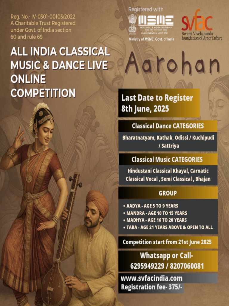 Aarohan 2025: Classical Music & Dance Competition | PDF | Dances ...