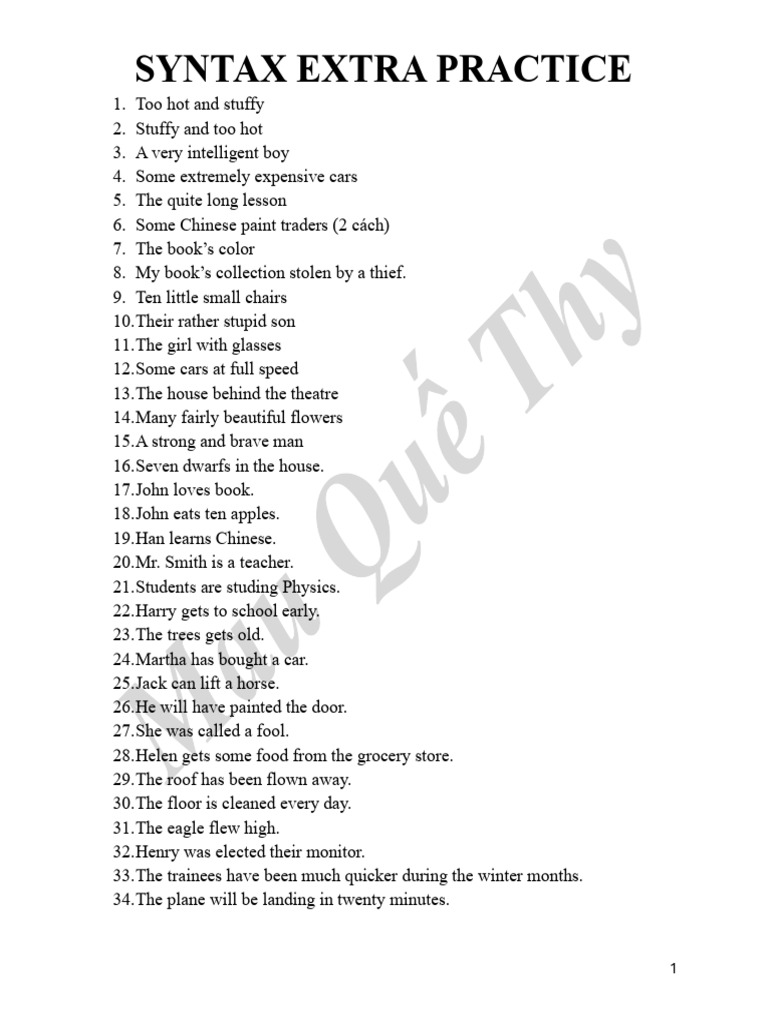 Syntax Extra Practice | PDF