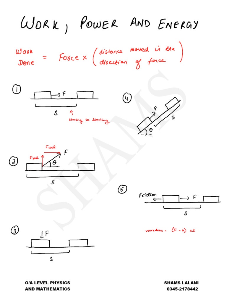 O/A Level Physics: Work, Power, Energy | PDF | Theoretical Physics ...