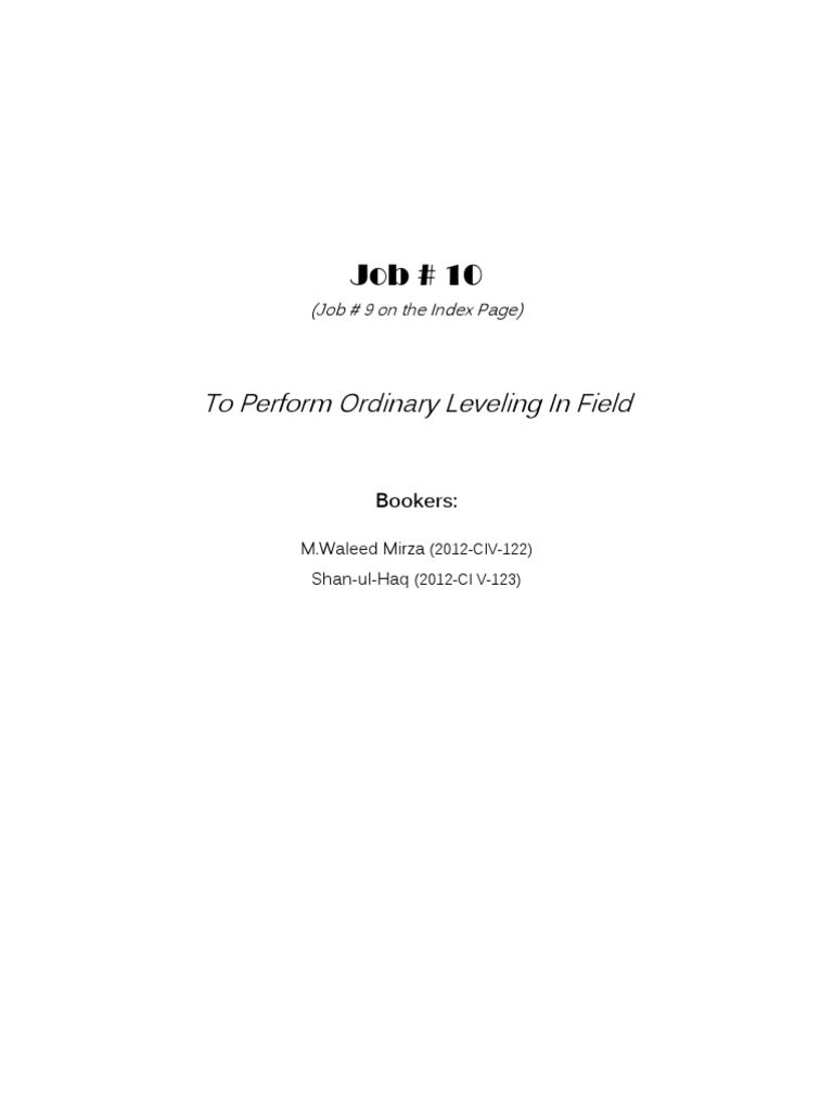 Ordinary Leveling in Civil Engineering | PDF