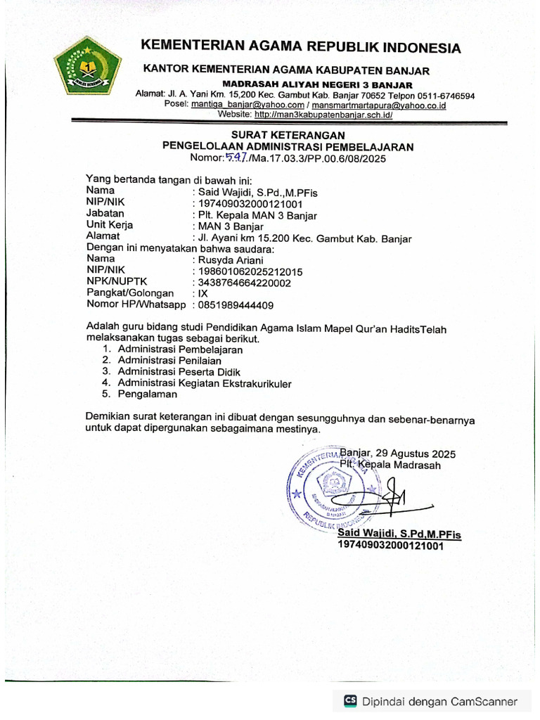 Pengelolaan Administrasi Rusyda | PDF