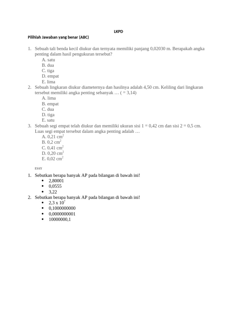 LATIHAN Angka Penting | PDF