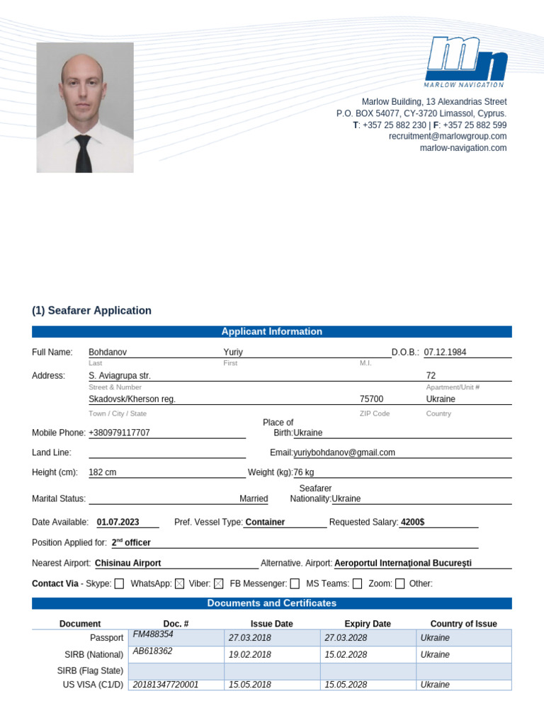 Marlow Navigation Resume CV Template For Seafarers | PDF | Résumé | Privacy
