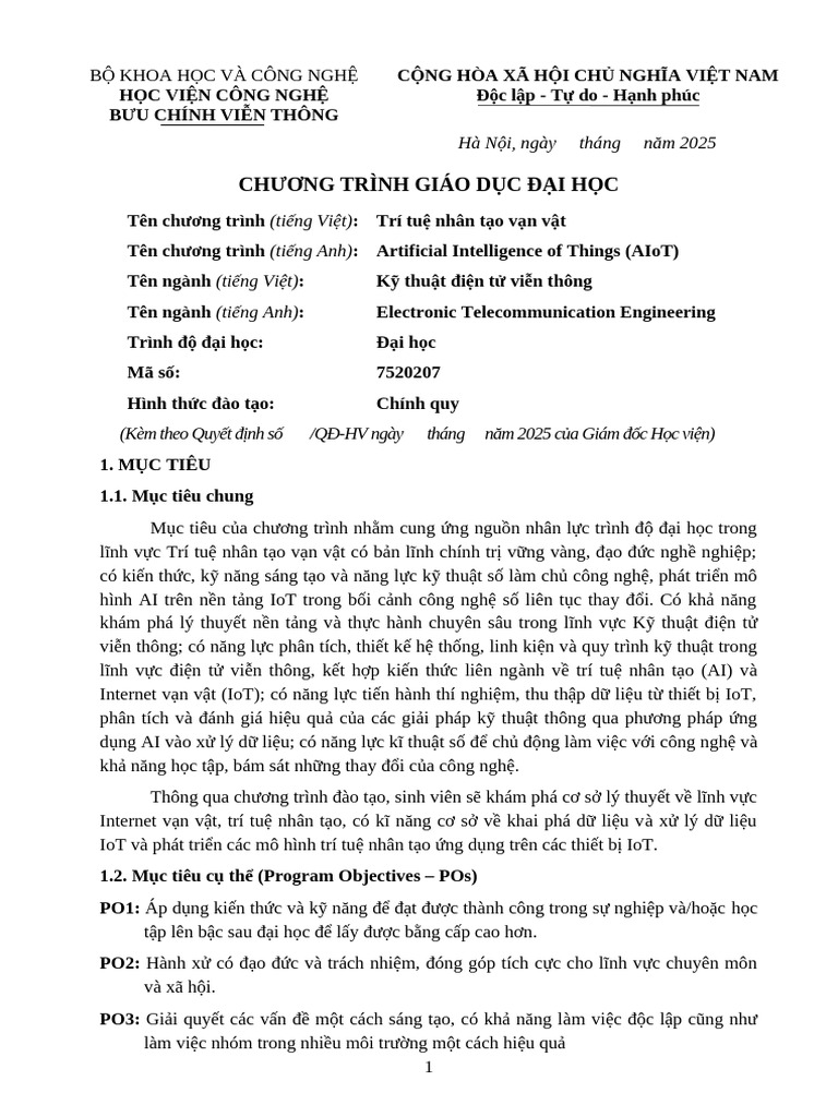 AIoT 2025 Chuong Trinh Dao Tao | PDF