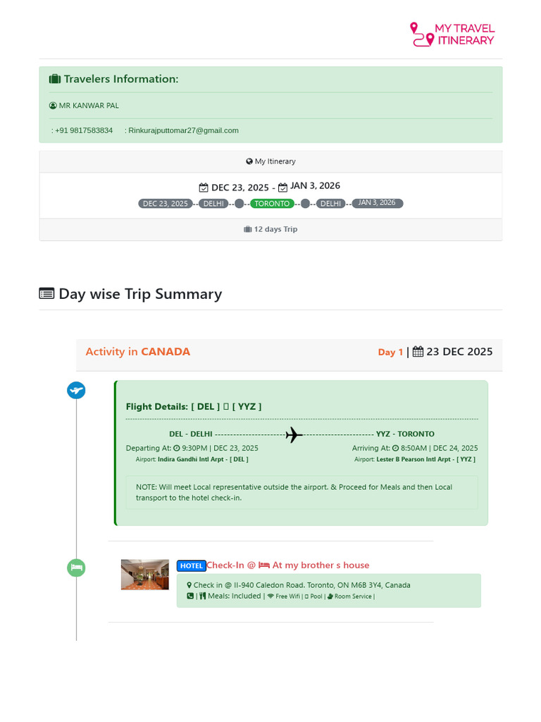 12-Day Canada Trip Itinerary 2025 | PDF | Toronto