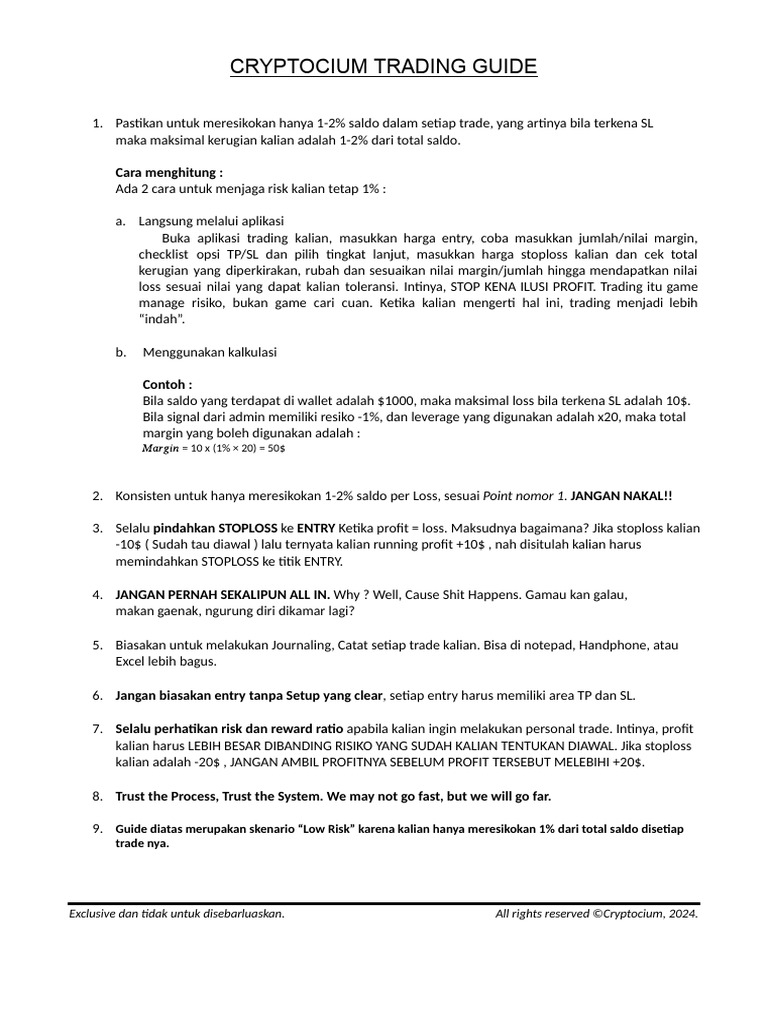 Panduan Trading Risiko Rendah | PDF