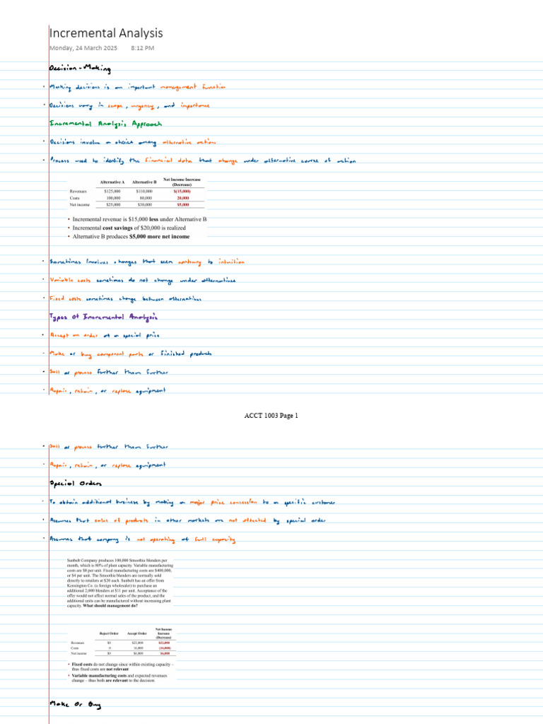 Incremental Analysis in Accounting | PDF