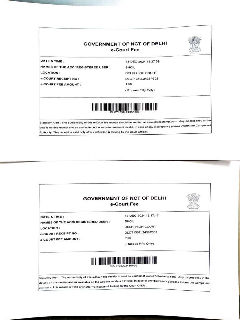 e-Court Fee Receipt Details | PDF