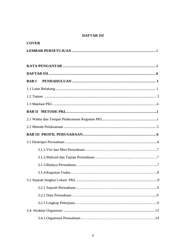 Daftar Isi Ok Laporan PKL Fajri G.M | PDF