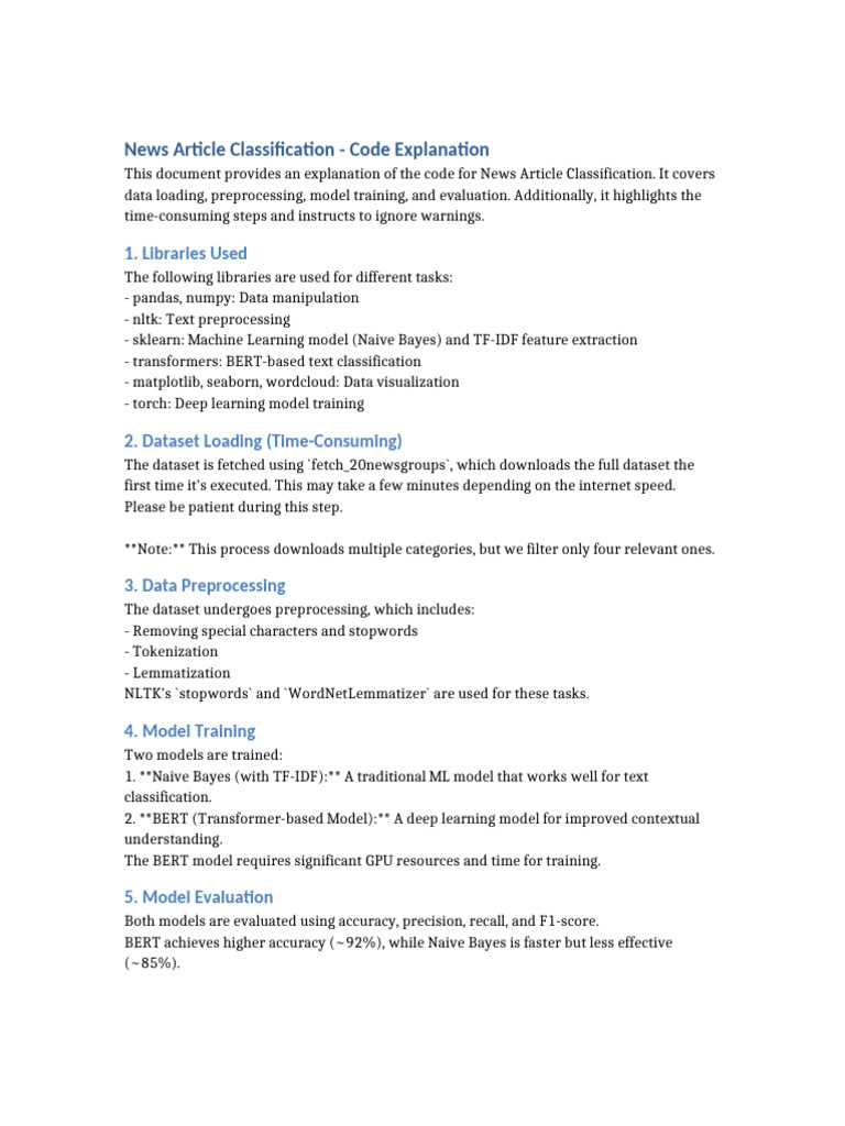News Classification Documentation | PDF