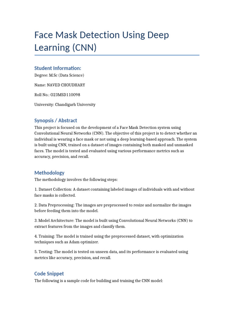 Face Mask Detection Project (1) | PDF | Information Science | Software Engineering