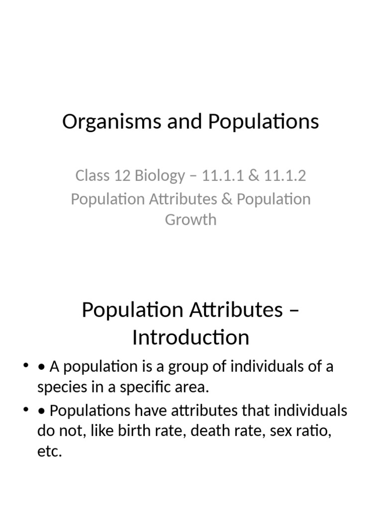 Population Attributes and Growth Dynamics | PDF