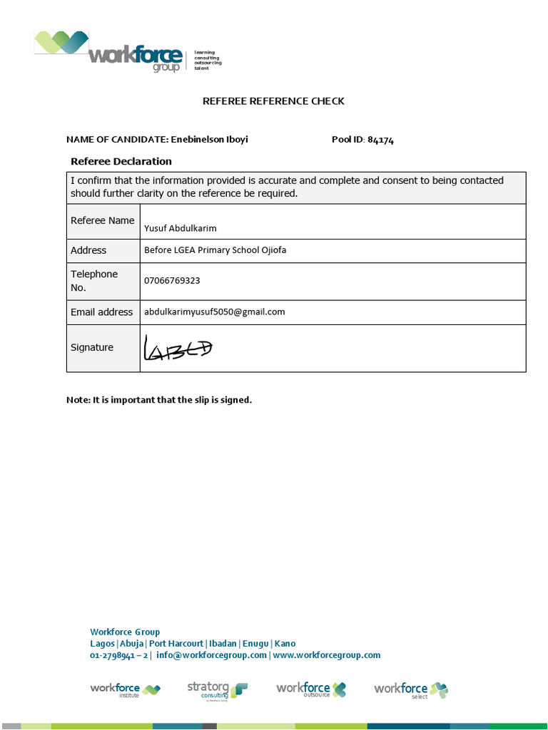 Referee Declaration Form for Candidates | PDF