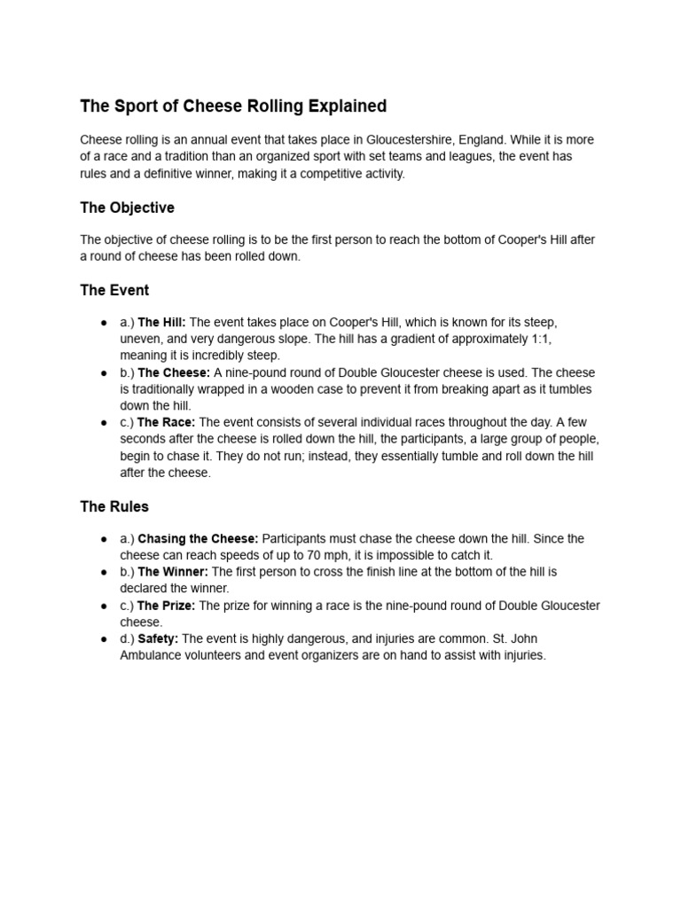 Cheese Rolling Race Rules Explained | PDF