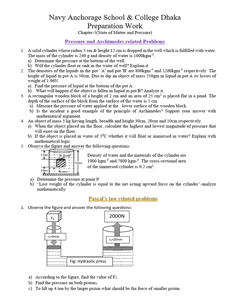 Chapter-5 (State of Matter and Pressure) | PDF | Pressure | Physical Quantities
