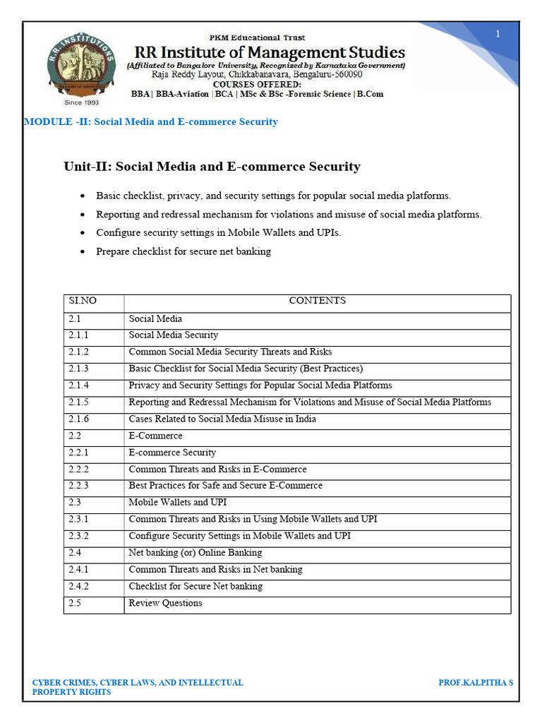 Unit-2 Social Media and E-Commerce | PDF | Security | Computer Security