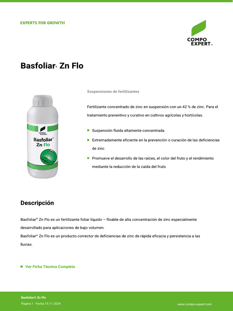 Basfoliar® Zn Flo: Fertilizante de Zinc | PDF | Fertilizante