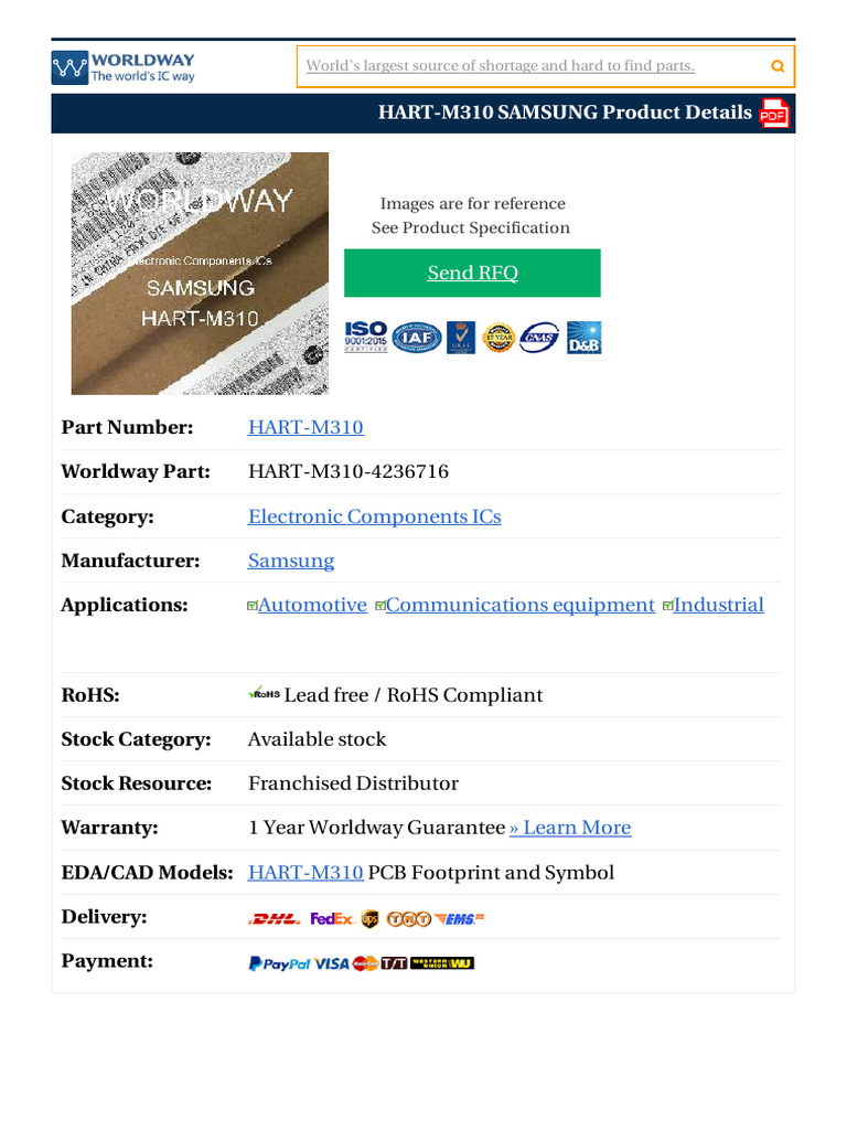 HART-M310 Samsung Datasheet Overview | PDF