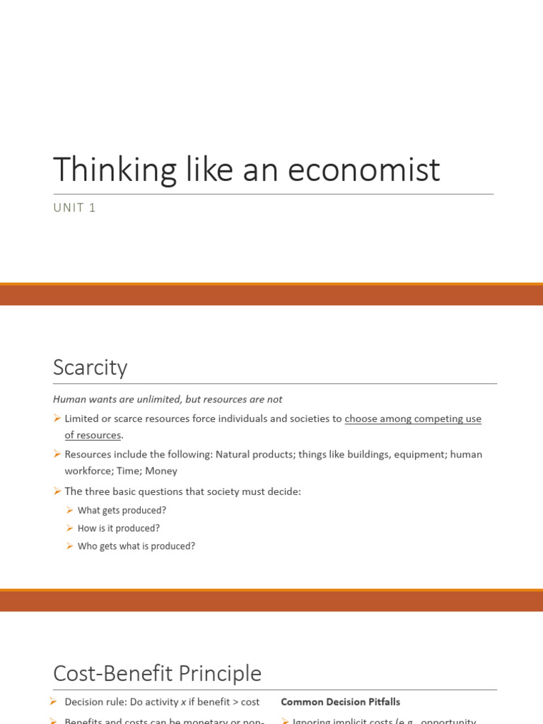 Thinking Like An Economist | PDF | Opportunity Cost | Cost–Benefit Analysis