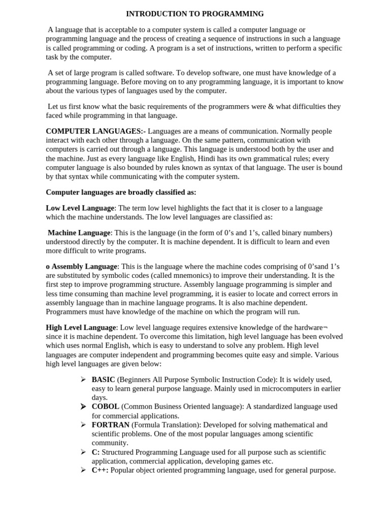 Introduction To Programming | PDF | Central Processing Unit | Computer ...