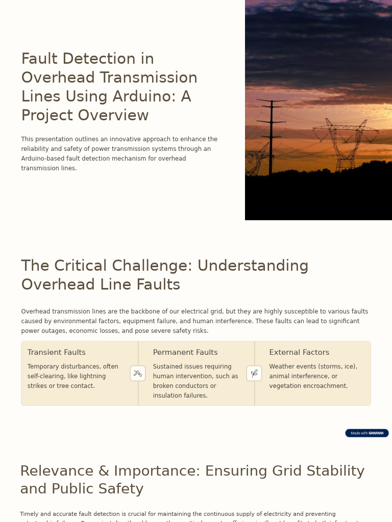 Fault Detection in Overhead Transmission Lines Using Arduino A Project Overview | PDF | Electric ...