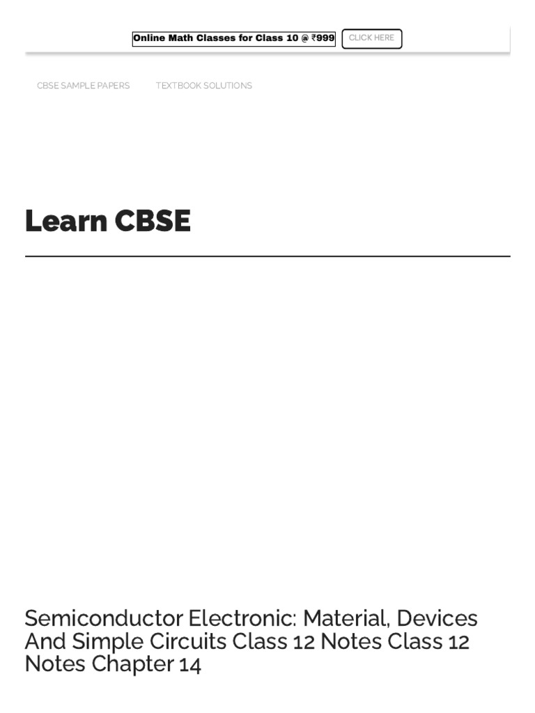 Class 12 Semiconductor Electronics Notes | PDF | P–N Junction ...