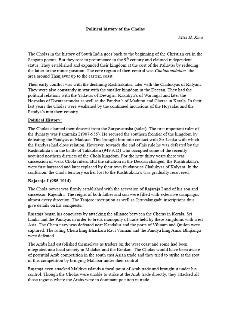 Political History of the Cholas | PDF